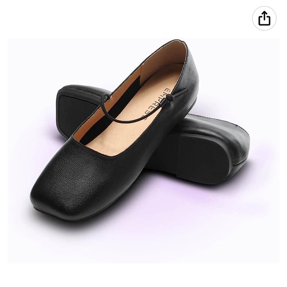 Shoes | Empress Black Square Toe Flats | Poshmark